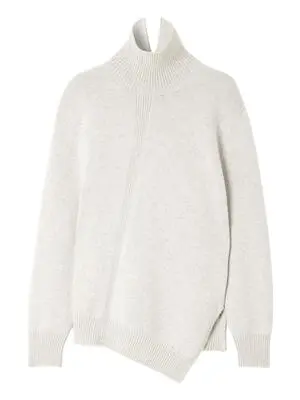 JIL SANDER Asymmetrical Turtleneck Sweater - Light Gray