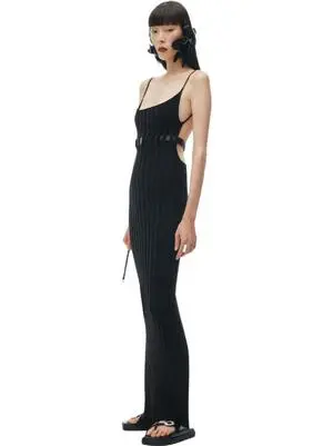 Alexander Wang Belted Square-neck Dress - Black
