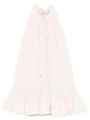 LANVIN Round Neck Sleeveless Dress With Ruffled Hem - White