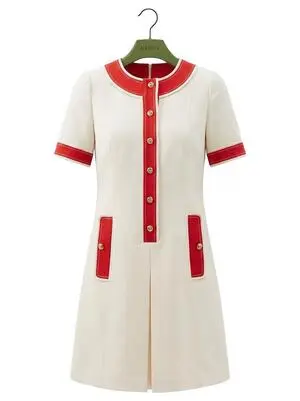 Gucci Contrast Color A-line Mini Dress - Nude
