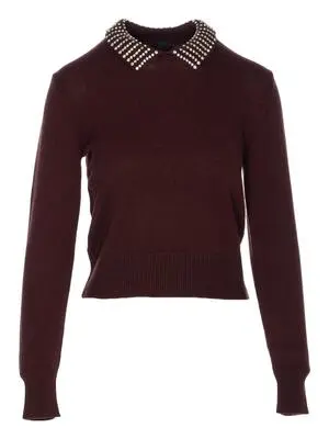 Pinko Embellished Collar Knitted Jumper - Black