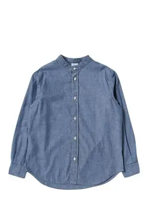Aspesi Band Collar Long Sleeve Shirt - Blue