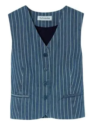 THE FRANKIE SHOP V-neck Striped Vest - Blue