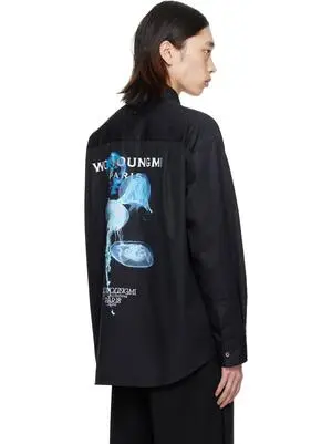 WOOYOUNGMI Point-neck Long-sleeved Shirt - Black