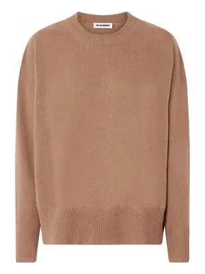 JIL SANDER Cashmere Sweater With Drop Shoulder And Side Slits - Sand