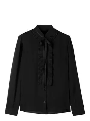NILI LOTAN Bertille Ruffled Button Blouse - Black