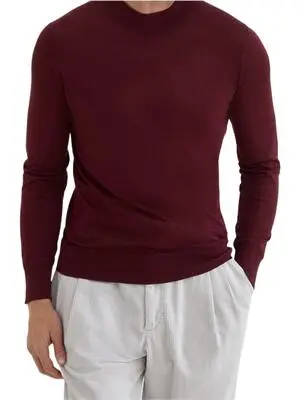 Brunello Cucinelli Ribbed Mock Neck Knitted Sweater - Amaranth Purple