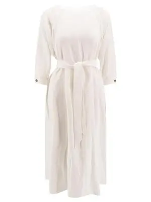 Loro Piana Round Neck Dress With Short Sleeves And Side Pockets - No