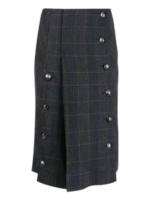 Chloé Checked Pleated Asymmetrical Skirt - Black