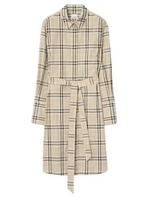 Burberry Burberry Check Stretch Cotton Shirt Dress Nude