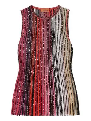Missoni Degrade Sequin Embellished Crochet Knit Tank - Multicolor