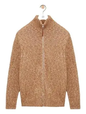 Loewe Monogram Intarsia Knitted Cardigan - Light Brown
