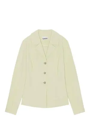 GANNI Stretch Suiting Shirt Blazer With Button Front - Nude