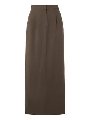 Tove Back Slit Midi Skirt - Brown