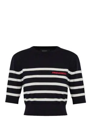 Dsquared2 Dsquared2 Striped Cropped Jumper With Logo Embroidery Black