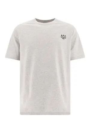 A.p.c. A.P.C. Logo Embroidered Crewneck T-Shirt Grey