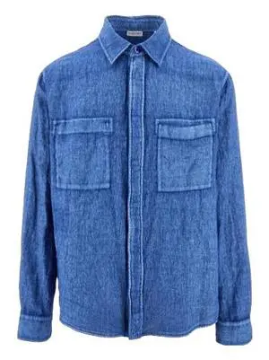 Burberry Long Sleeved Denim Shirt - Blue