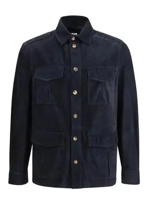 Brunello Cucinelli Brunello Cucinelli Unlined Safari Jacket With Horn Buckles Navy Blue