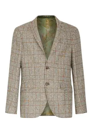 Etro Check Linen- And Cotton-blend Blazer - Nude