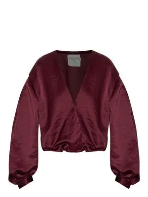 FORTE_FORTE Balloon Sleeve V-neck Top - Bordeaux