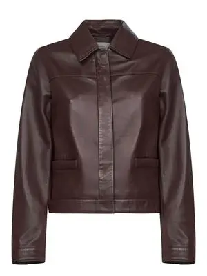 Loulou De Saison Leather Ascot Coat - Black