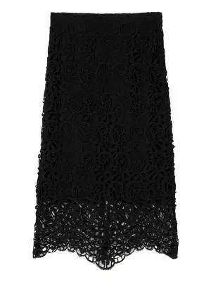 Burberry Burberry Lace Detailed Knitted Pencil Skirt Black