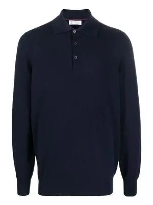Brunello Cucinelli Long-sleeved Knitted Polo Shirt - Black