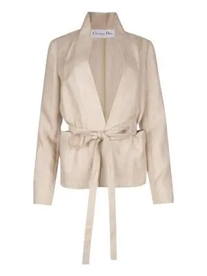 Dior Long-sleeved Belted Jacket - Nude