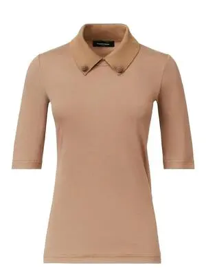 Fabiana Filippi Short Sleeve Knit Collar T-shirt - Wicker