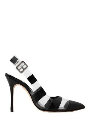 Manolo Blahnik Patent Leather And Pvc Slingback Pumps - Black