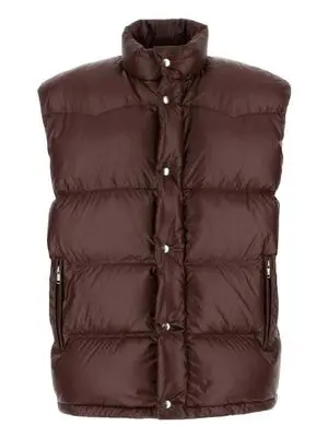 Prada High Collar Sleeveless Down Vest - Cocoa Brown
