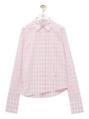 Loewe Checked Shirt With Asymmetrical Hem - White/pink