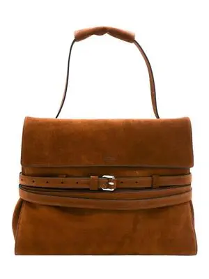 Moschino Embossed Top Handle Bag - Brown