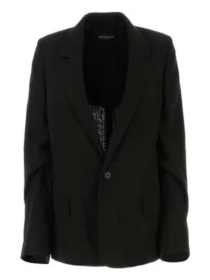 ANN DEMEULEMEESTER Single-breasted Blazer With Logo Detail - Black