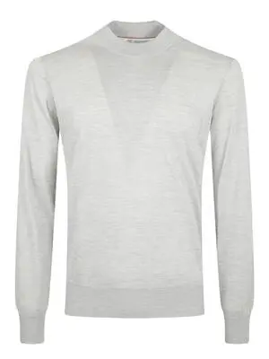 Brunello Cucinelli Crew Neck Knitted Sweater - White