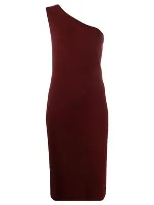 Bottega Veneta One Shoulder Knit Dress - Brown