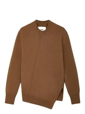 JIL SANDER Asymmetrical Wool Sweater - Brown