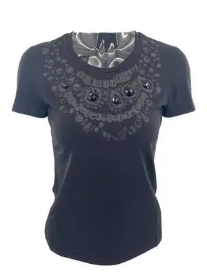 Emporio Armani Embellished O-neck Short-sleeved T-shirt - Black