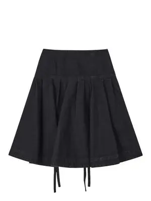 We11Done Pleated A-line Skirt With Tie Detail - Black