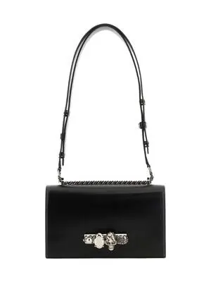 Alexander McQueen Jewelled Foldover-top Shoulder Bag - Black