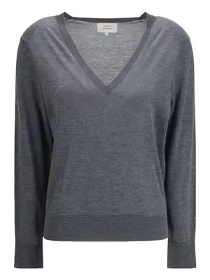 Loulou De Saison Julio Fine V-neck Knit Sweater - Gray