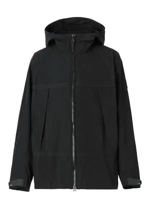 Burberry Zipped Hooded Windbreaker With Logo Detail - Black