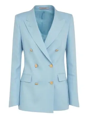 Tagliatore Long-sleeved Double-breasted Suit Jacket - Blue