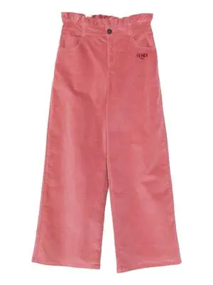 Fendi Fendi Ruffled Corduroy Trousers Red