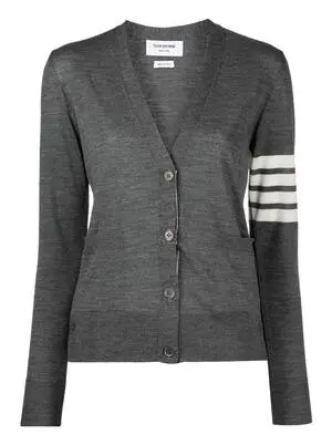 Thom Browne Thom Browne 4 Bar V-Neck Cardigan Medium Gray