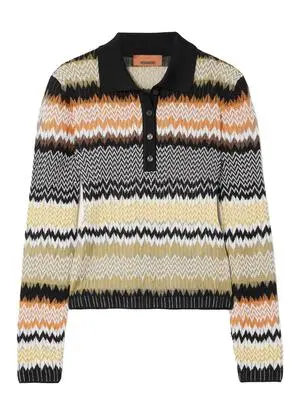 Missoni Striped Crochet Polo Shirt - Multi-color