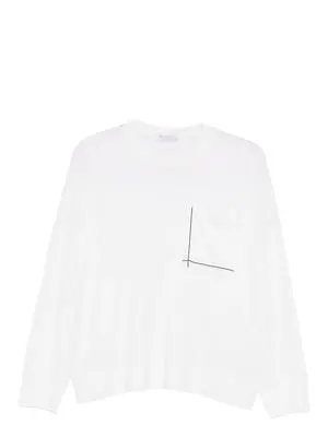 Brunello Cucinelli Monili Embellished Drop Shoulder Jumper - White