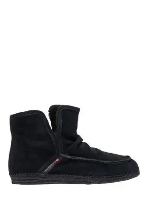 DIESEL® Diesel Leather Ankle Boots With Hairy Suede And Faux Fur Lining Black