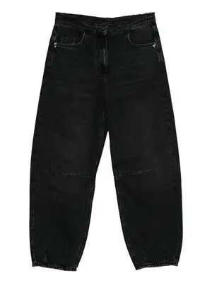 Patrizia Pepe Frayed-waist Balloon Jeans - Black