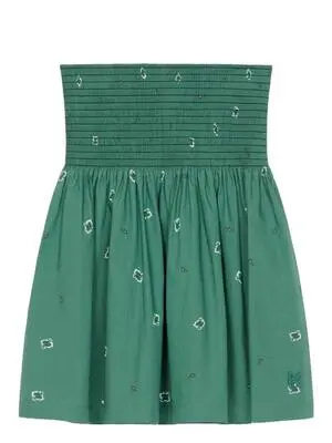 Kenzo Smocked Bandana-print Mini Skirt - Blue